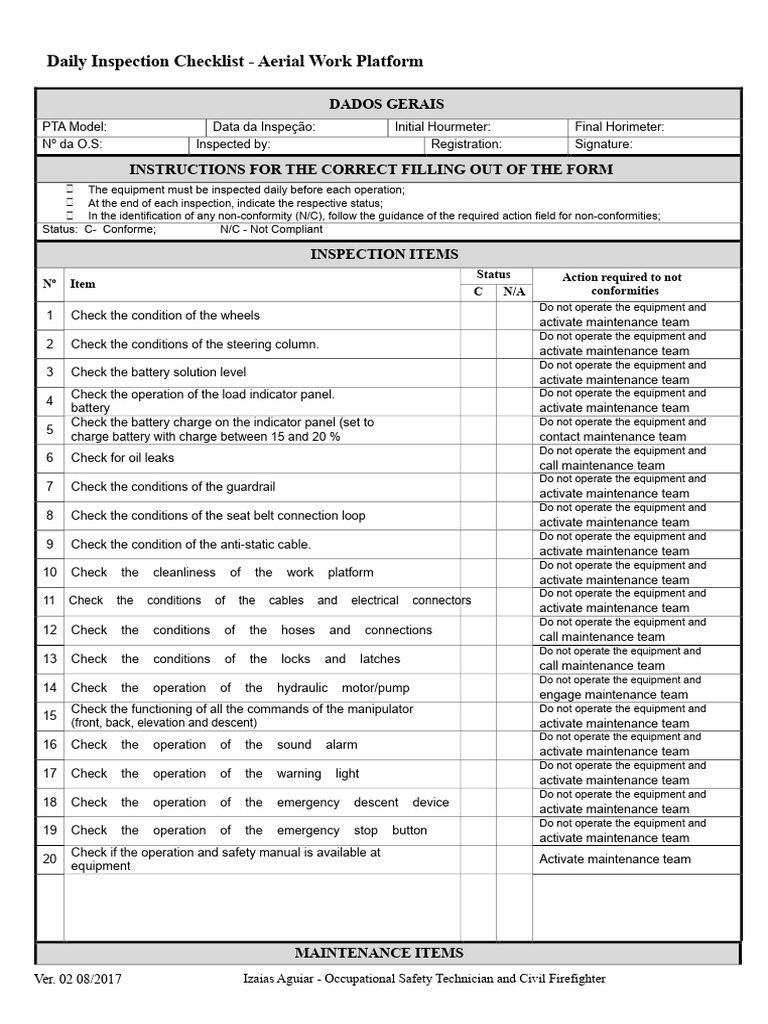 PTA Check List | PDF