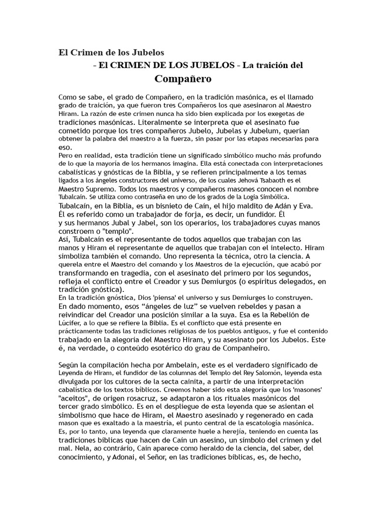 El Crimen de los Jubelos | PDF | Masonería | Espiritualidad