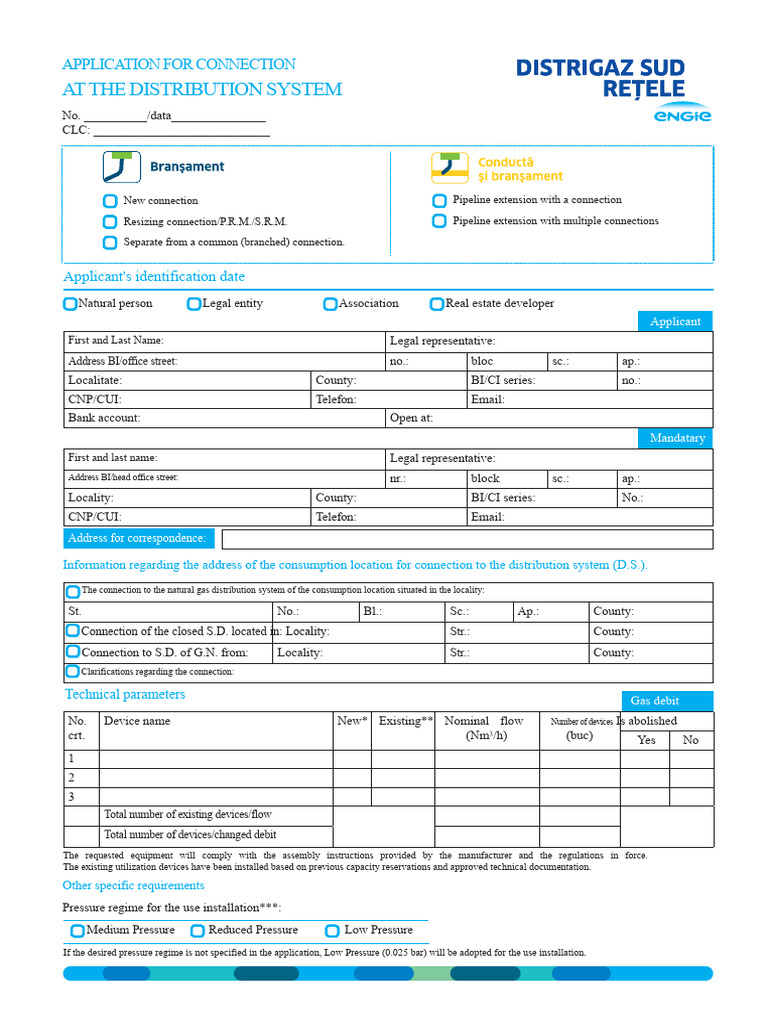 Natural Gas Connection Application Form | PDF | Natural Gas
