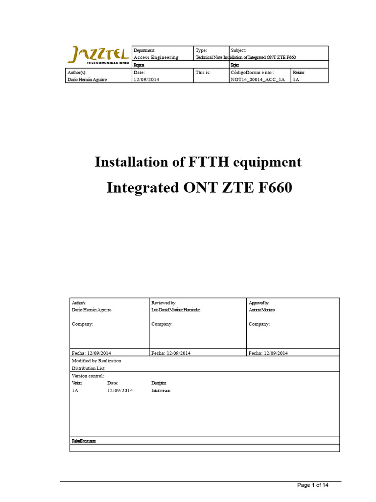 ZTE F660 ONT Installation Guide | PDF | Usb | Wi Fi