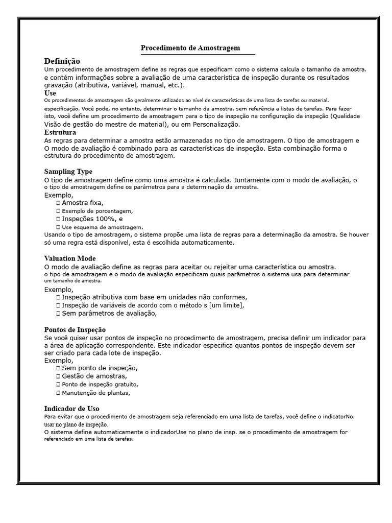 Procedimento de Amostragem e Esquema de Amostragem | PDF | Amostragem (Estatística) | Técnicas