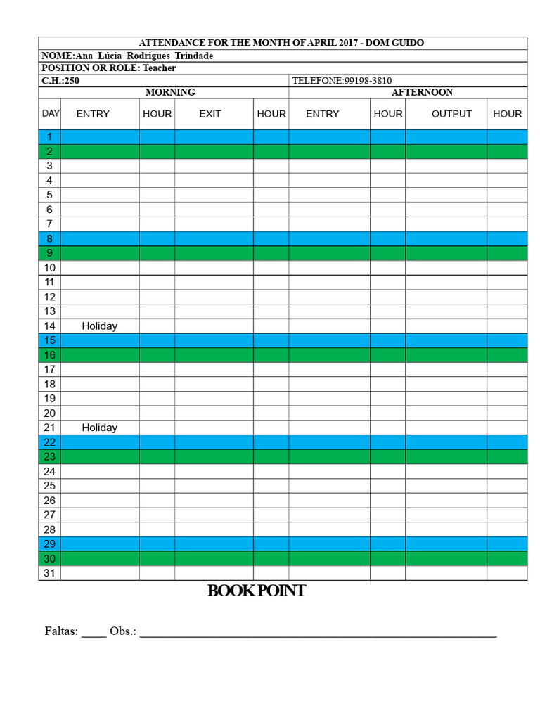 EMPLOYEE TIMEBOOK - DOC | PDF