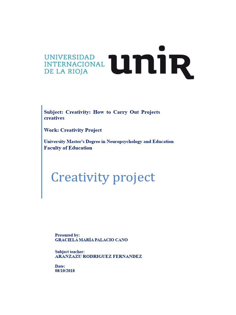 Creative Project Work Unite | PDF | Creativity | Teachers