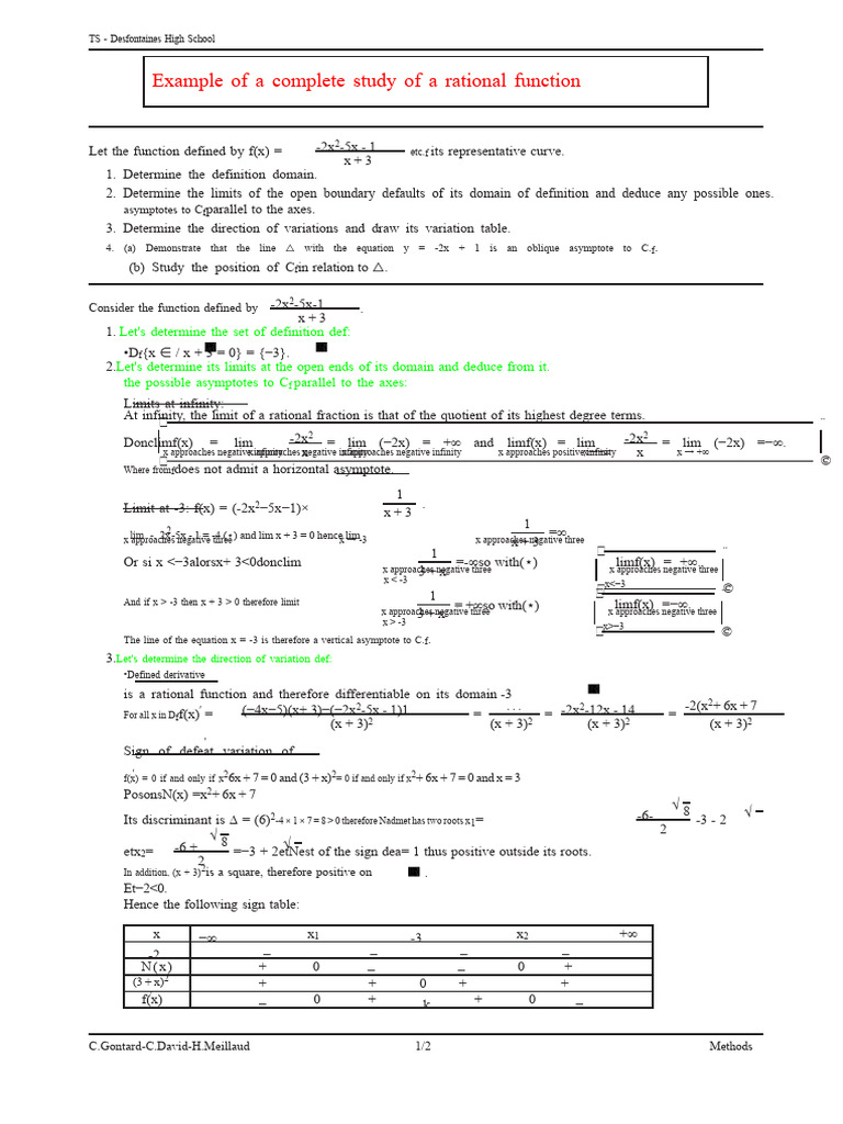 Complete Study of Rational Function | PDF | Asymptote | Function (Mathematics)