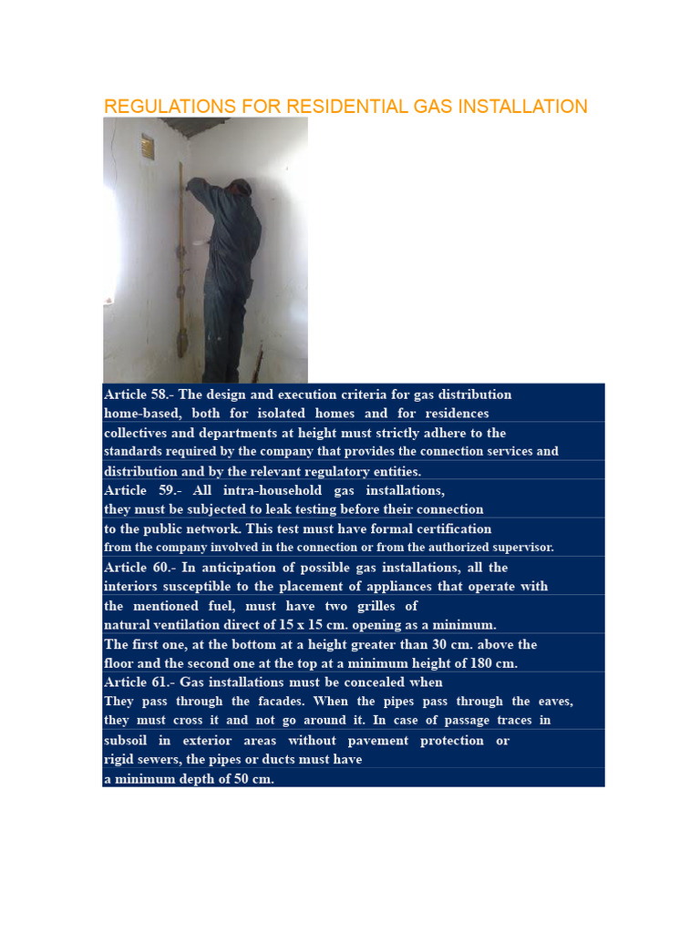 Regulations For Domestic Gas Installation | PDF | Bolivia | Pipe (Fluid ...