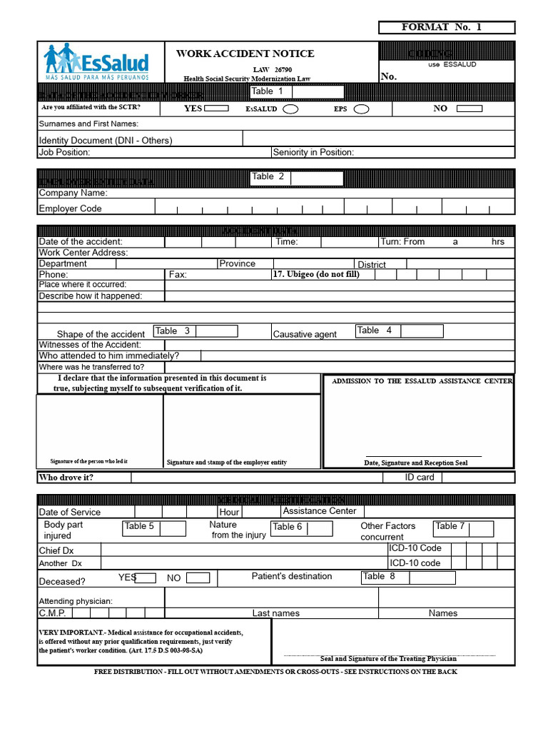 Work Accident Notice PDF | PDF | Abdomen | Identity Document