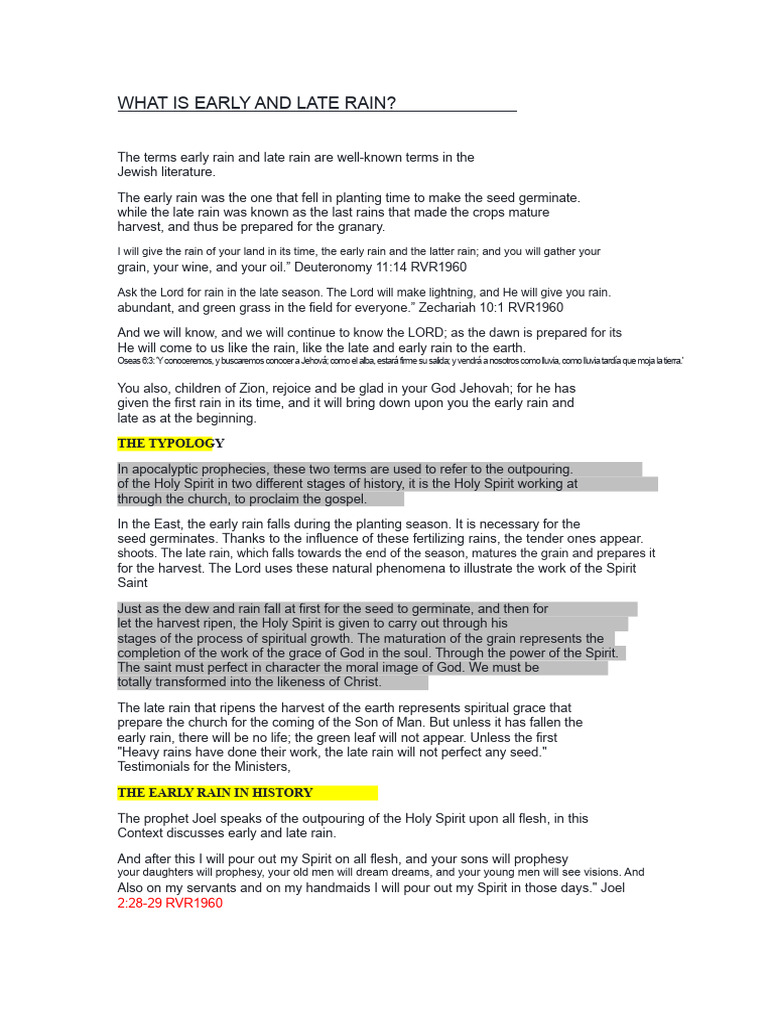Understanding Early and Late Rain | PDF | Acts Of The Apostles | Jesus