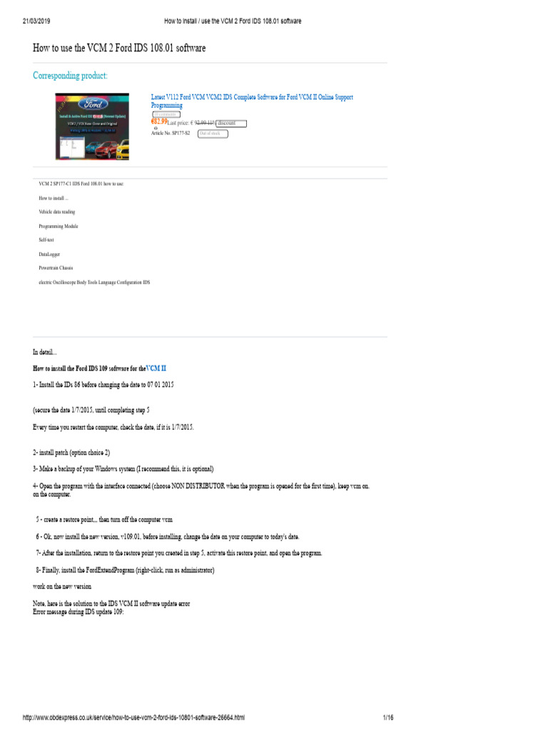 How To Install - Use The VCM 2 Ford IDS 108.01 Software | PDF | Motor ...