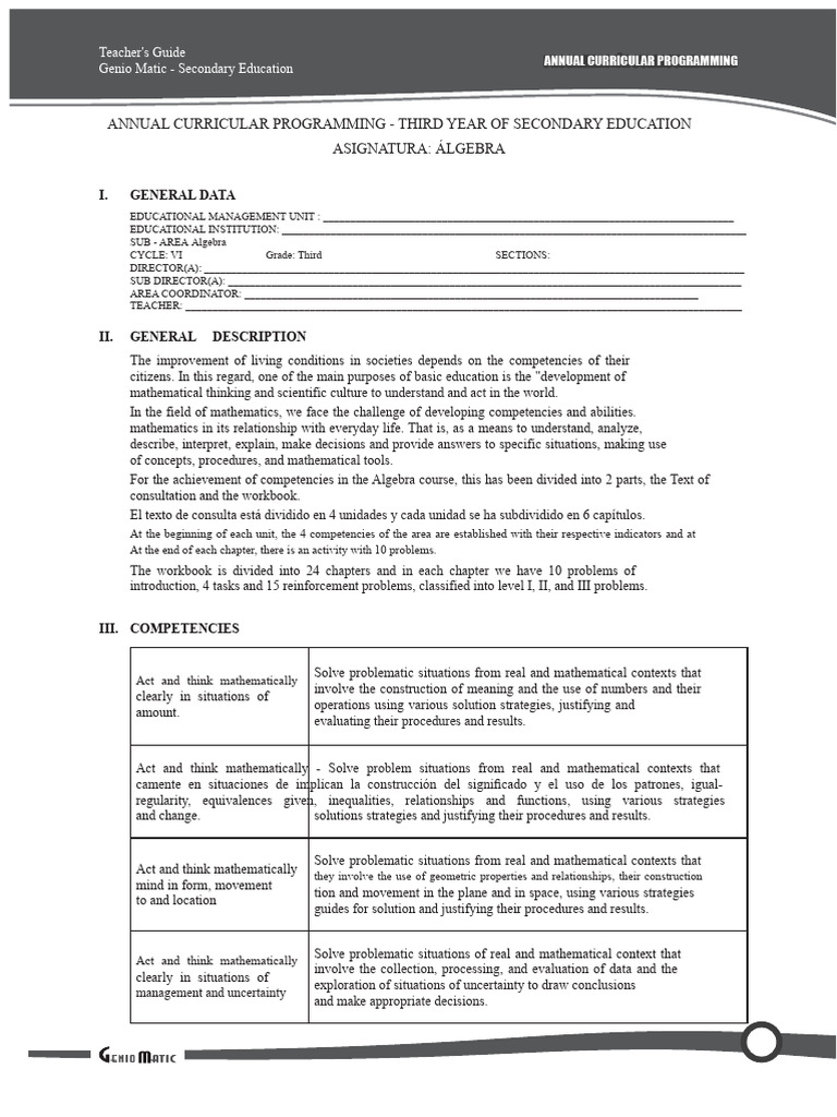 Annual Algebra Curriculum Guide | PDF | Curriculum | Algebra