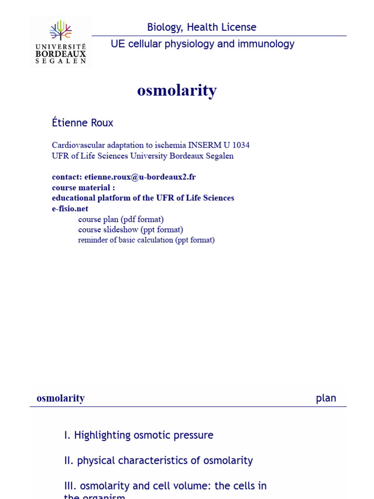 Understanding Osmolarity in Biology | PDF | Homogeneous Chemical ...
