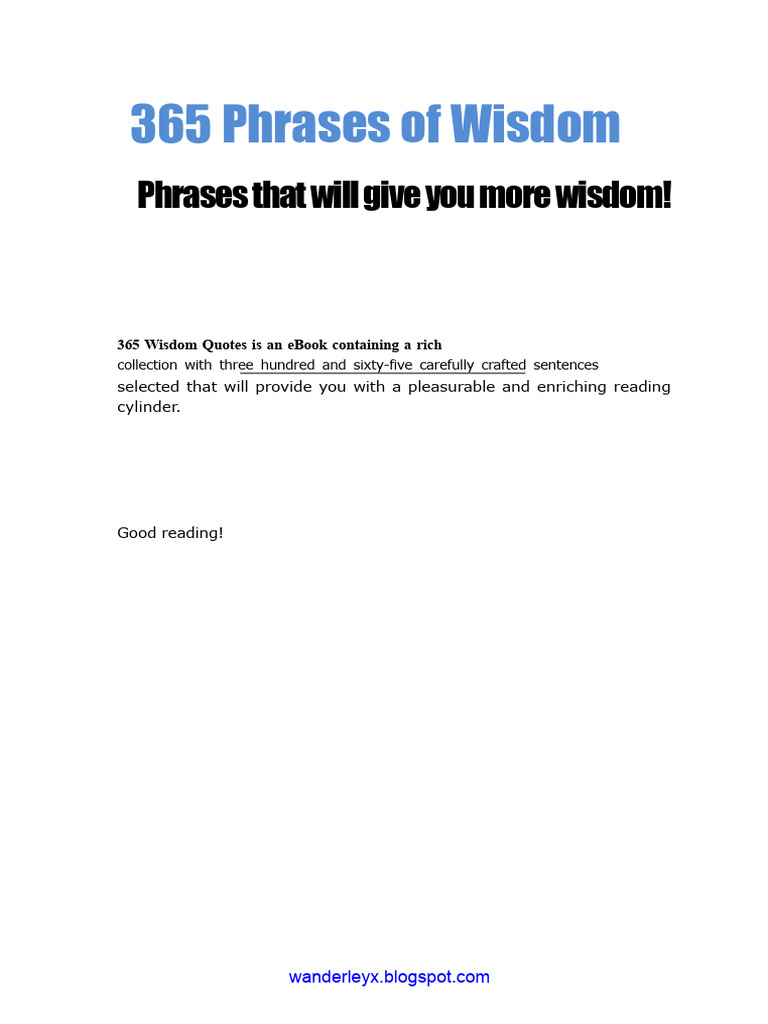 365 Inspiring Wisdom Quotes | PDF | Wisdom | Proverb