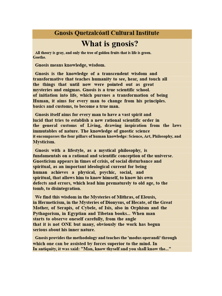 The Gnosis PDF | PDF | Gnosis | Knowledge