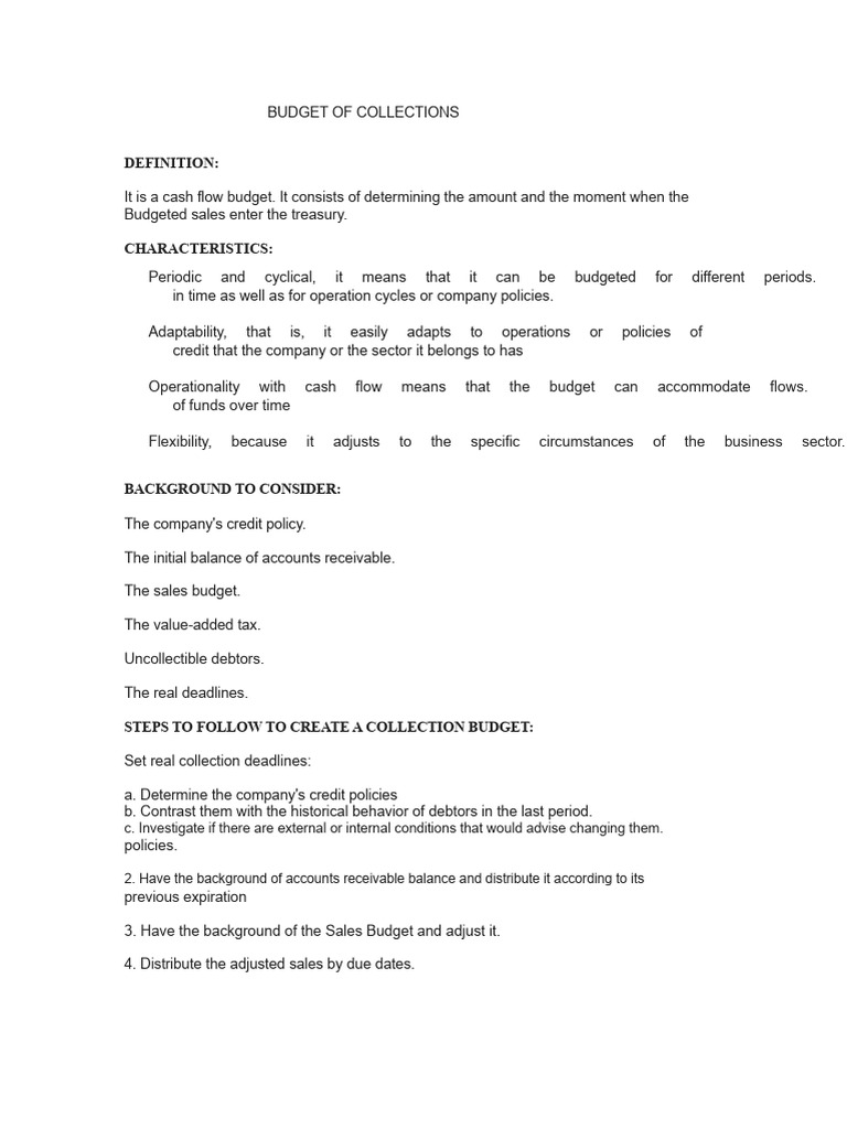 COLLECTION BUDGET.docx | PDF | Bad Debt | Business