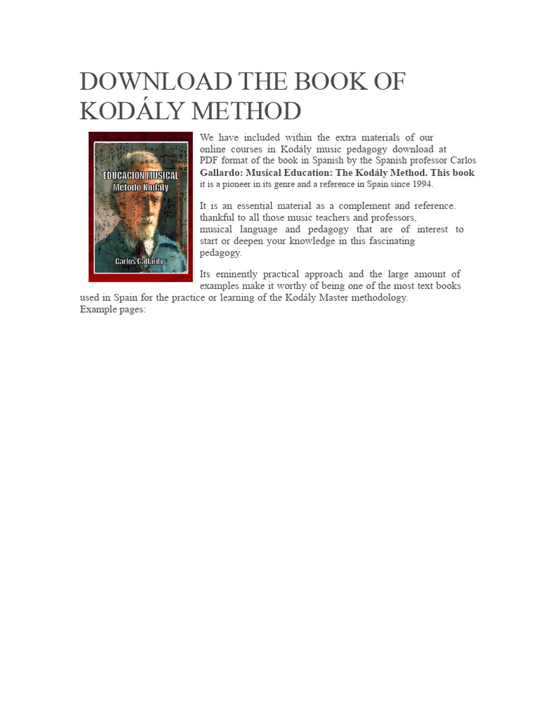 The Kodály Method Book | PDF