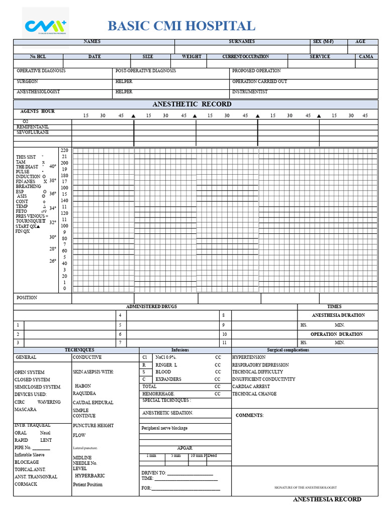 Anesthesia Sheet | PDF | Anesthesia | Diseases And Disorders
