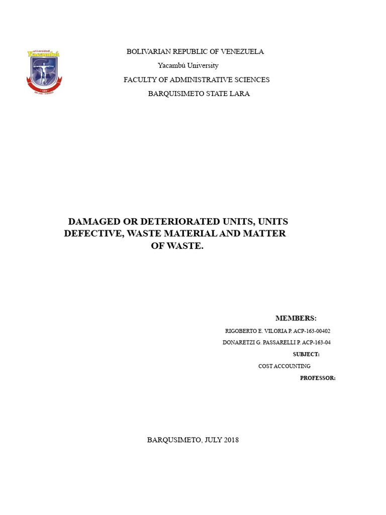 Accounting for Damaged and Defective Units | PDF | Waste | Inventory