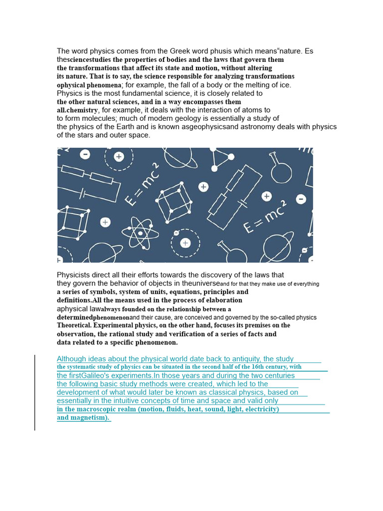 The Word Physics Comes From The Greek Term. | PDF