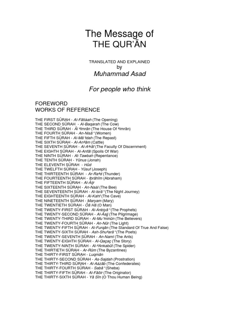 The Qur'an: Translation and Insights | PDF | Arabic | Translations