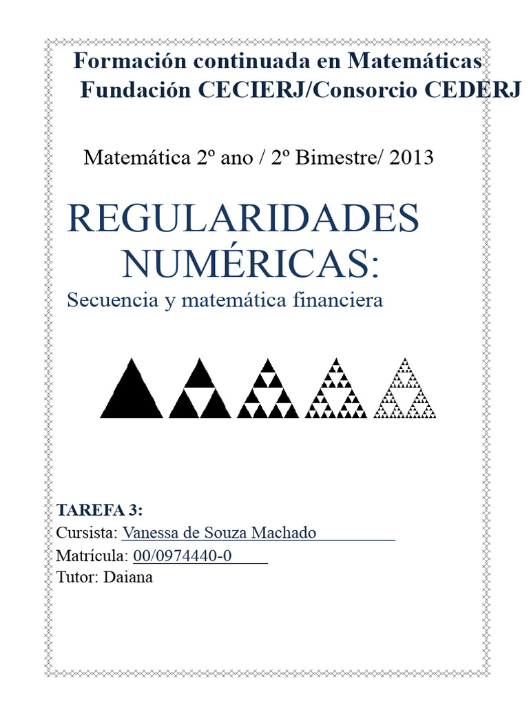 Regularidades Numéricas en Matemáticas | PDF | Secuencia | infinito