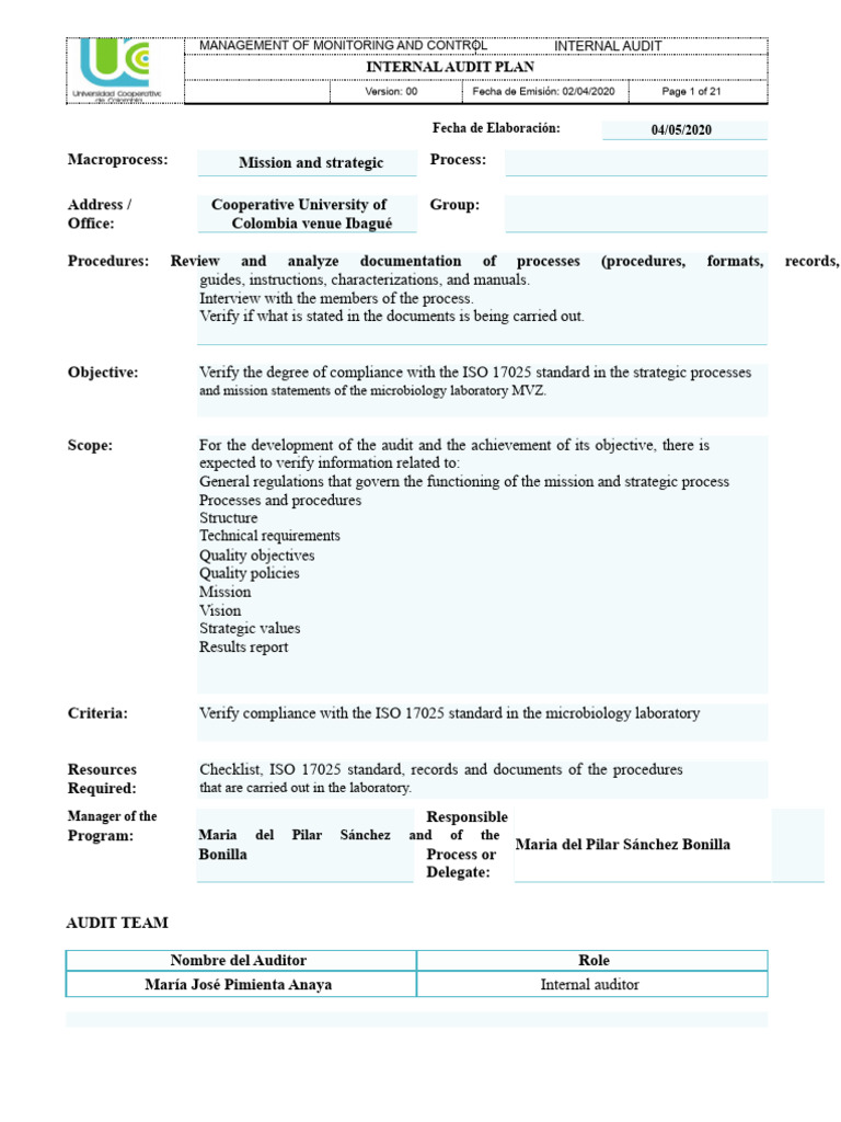 Audit Opening in The Microbiology Laboratory | PDF | Audit | Metrology