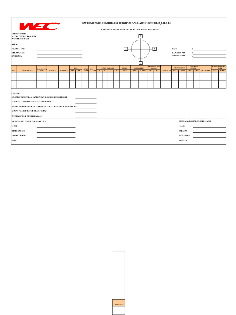 Laporan Inspeksi Visual Pengelasan Fit Up 233299968 | PDF
