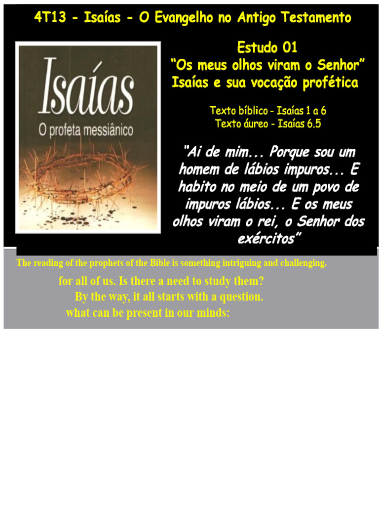Study 01 - The Prophet Isaiah | PDF | Isaiah
