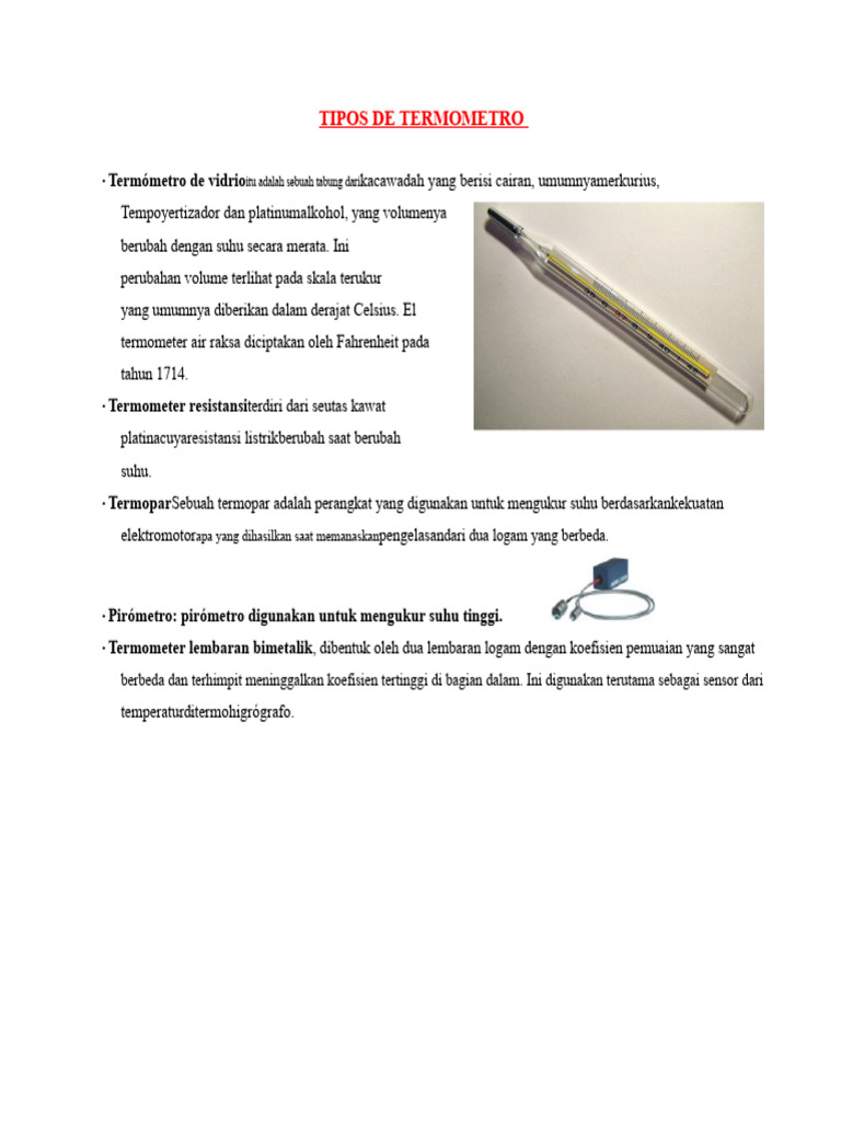 Jenis-Jenis Termometer dan Fungsinya | PDF