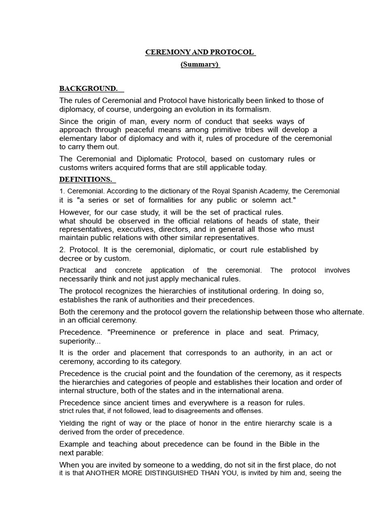 Understanding Ceremony and Protocol Rules | PDF | Diplomacy