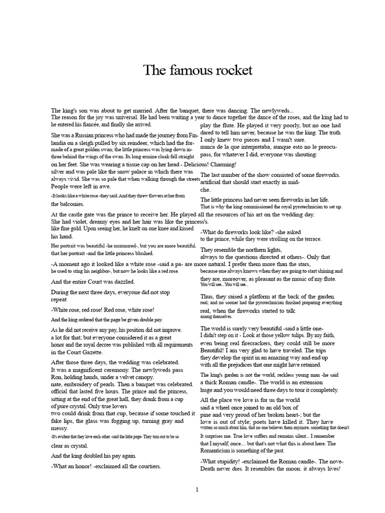 Oscar Wilde - The Remarkable Rocket | PDF