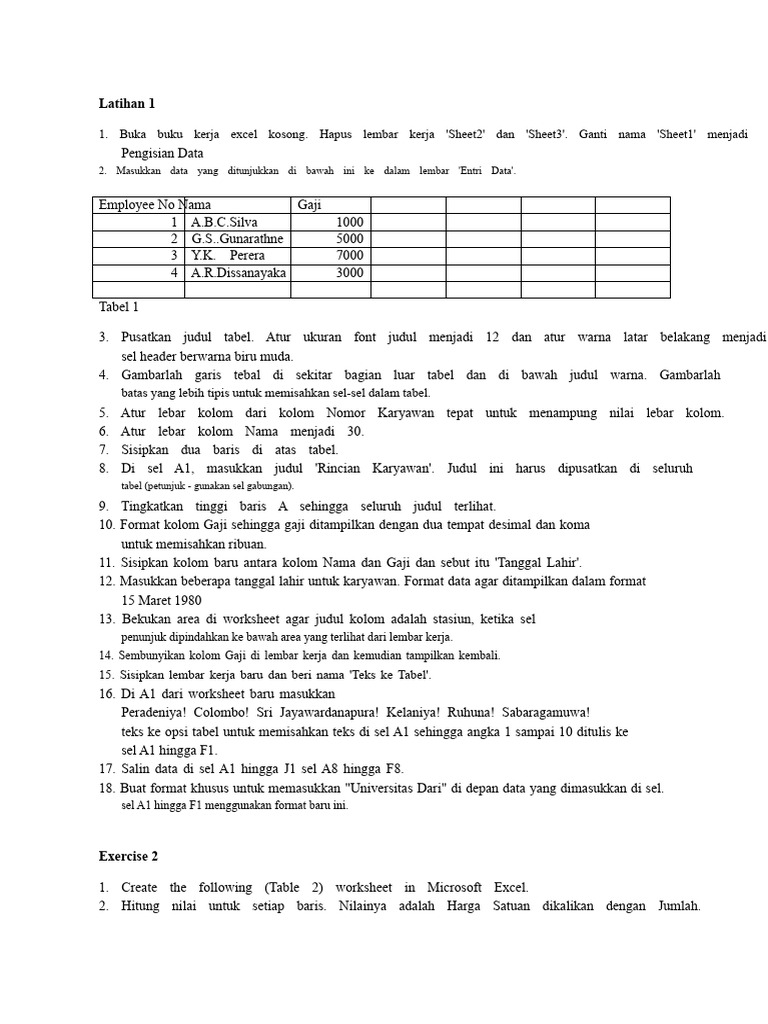 Latihan Excel | PDF