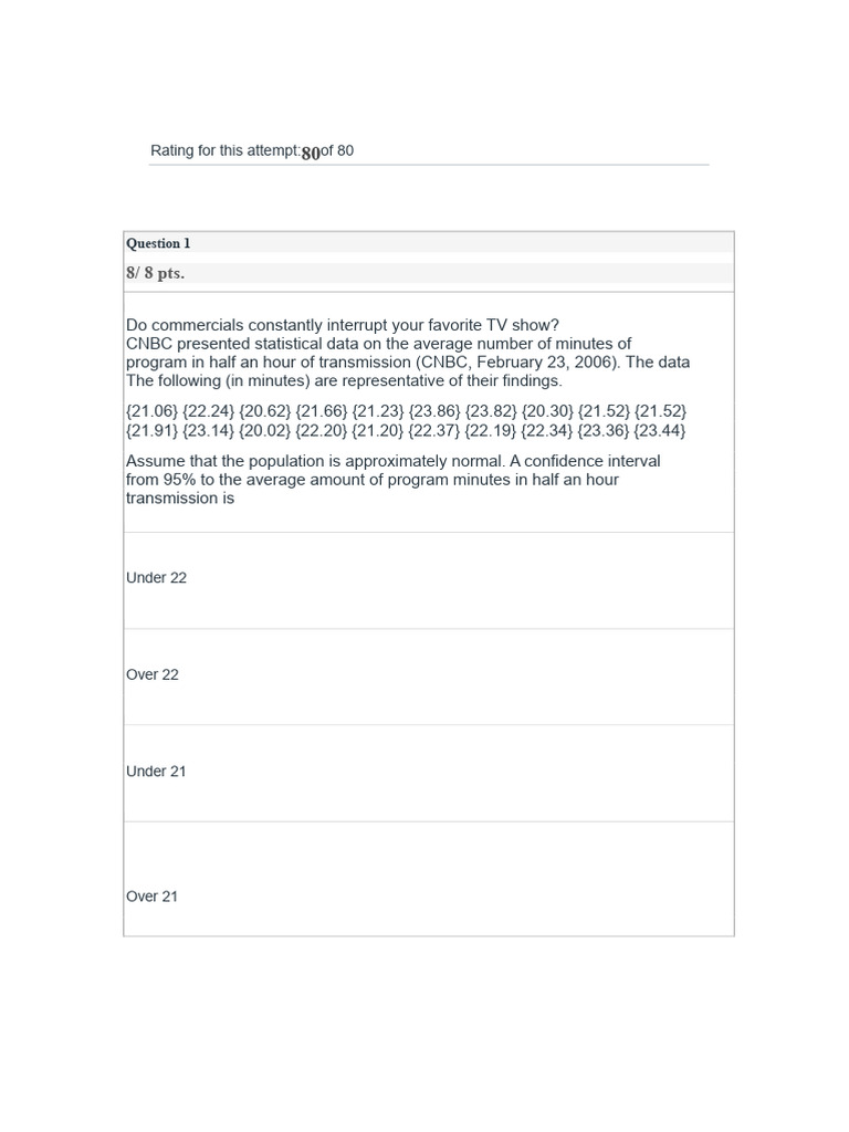Partial 1 Statistics | PDF | Standard Deviation | Sample Size Determination