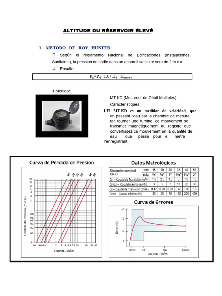 Calcul de l'altitude du réservoir élevé | PDF | Liquides | Génie ...