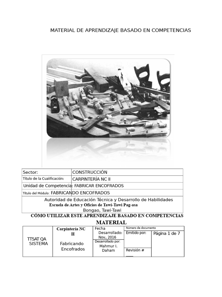 TTSAT CBLM Fabricando Encofrados | PDF | Aprendizaje