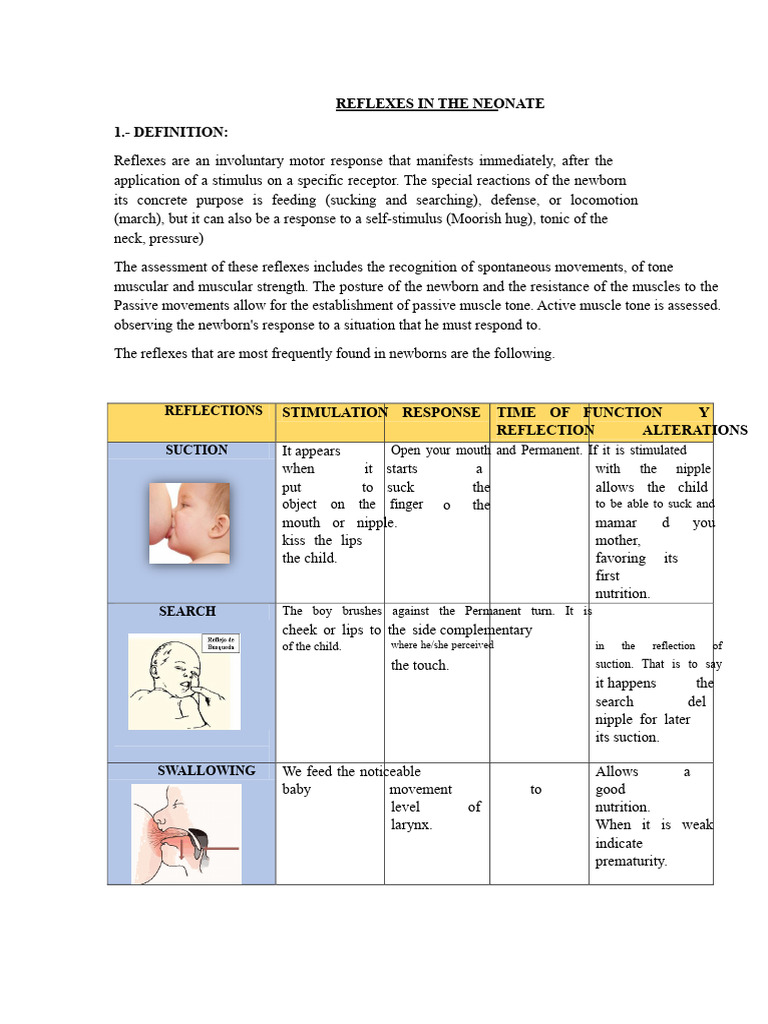 Neonatal Reflexes: Definition and Assessment | PDF | Anatomical Terms ...