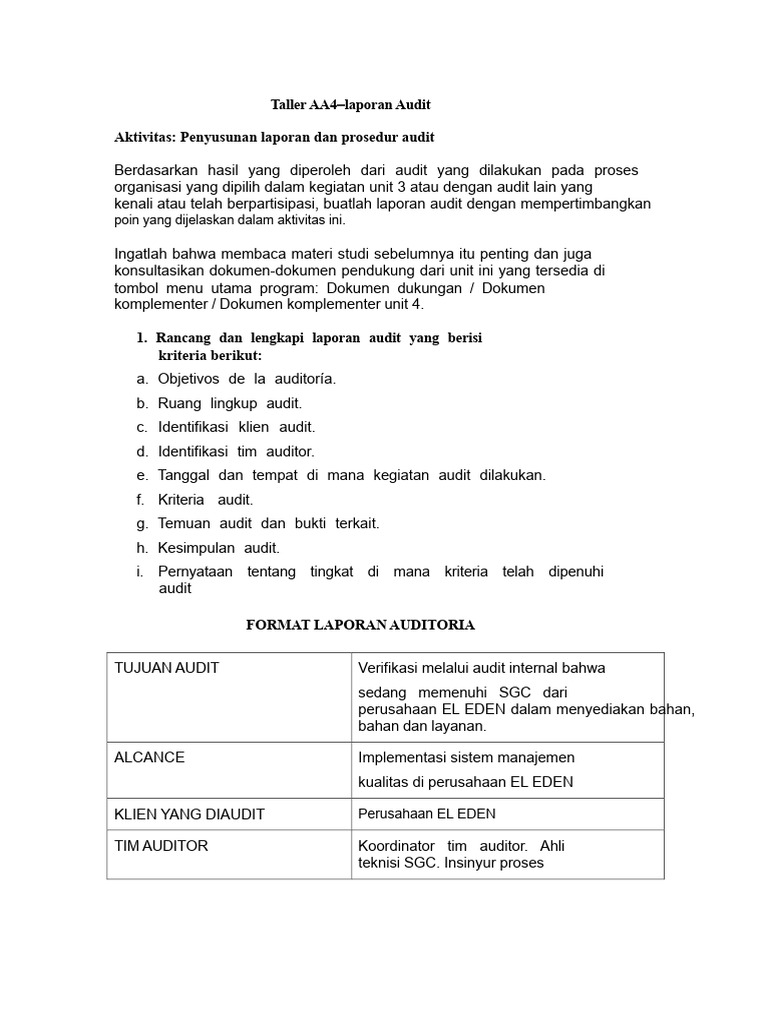 Laporan Audit Internal SGC EL EDEN | PDF