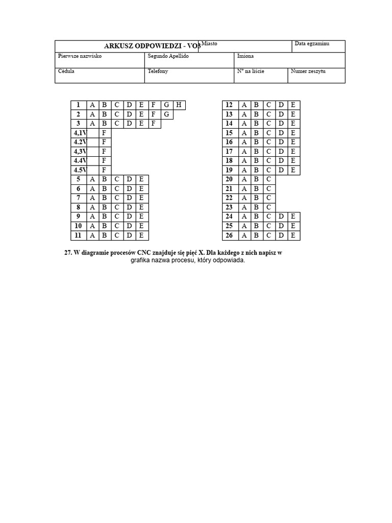 Arkusz Odpowiedzi | PDF