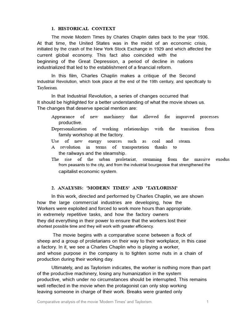 Work On The Movie Modern Times | PDF | Industrial Revolution | Economies