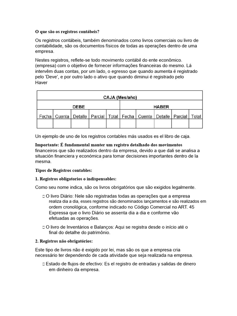 Registros Contábeis: Tipos e Importância | PDF | Contabilidade ...