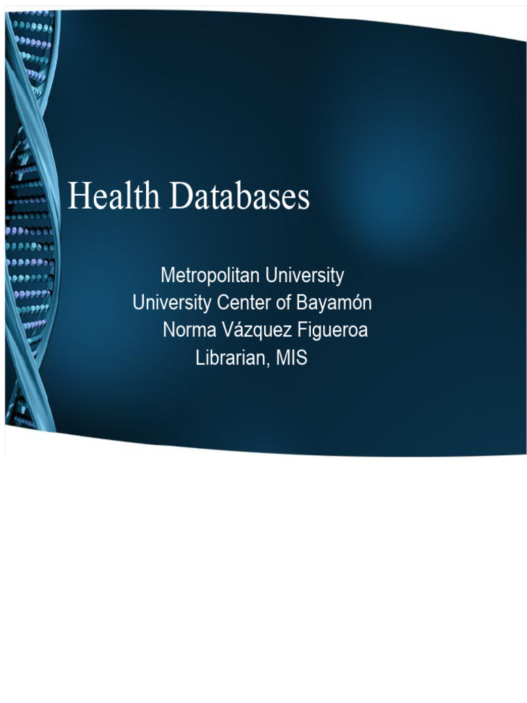 Health Databases | PDF | Medicine | Information Science