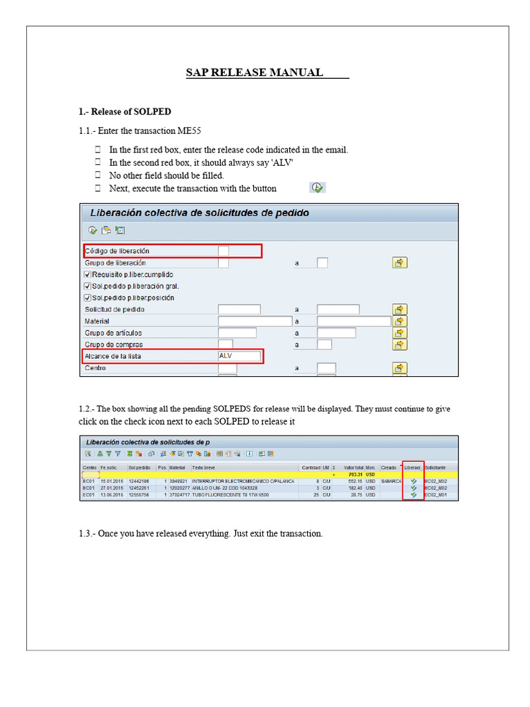 Release Manual in Sap | PDF