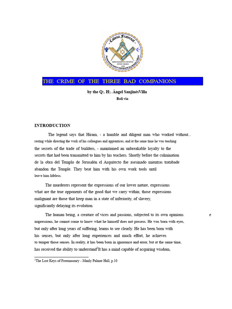 The Crime of The Three Bad Companions | PDF | Freemasonry | Reason