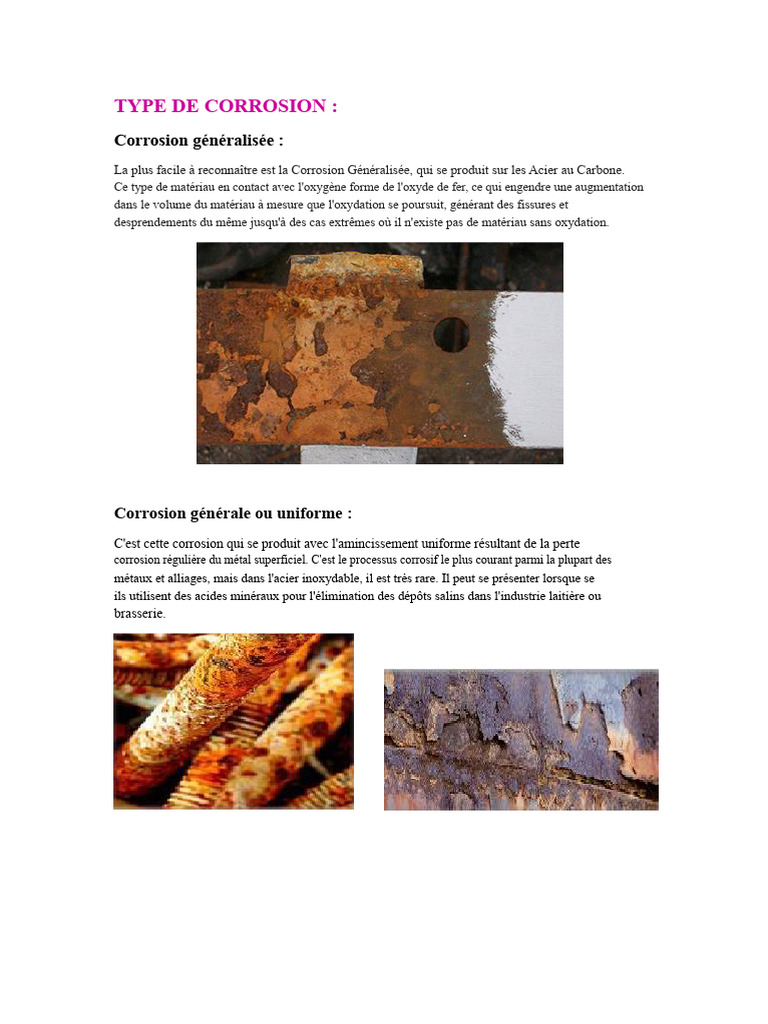 Types de corrosion des métaux expliqués | PDF | Corrosion | Métaux
