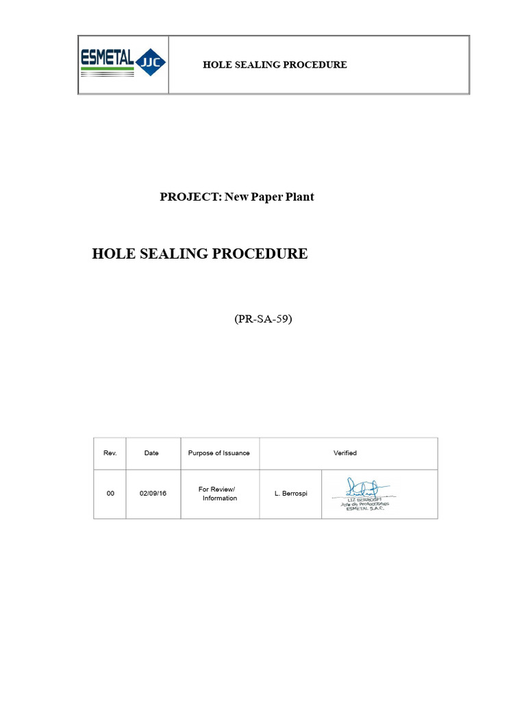 Procedure For Hole Sealing and Coating Application Rev 00 | PDF ...