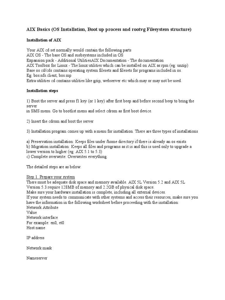 AIX Basics | PDF | File System | Booting