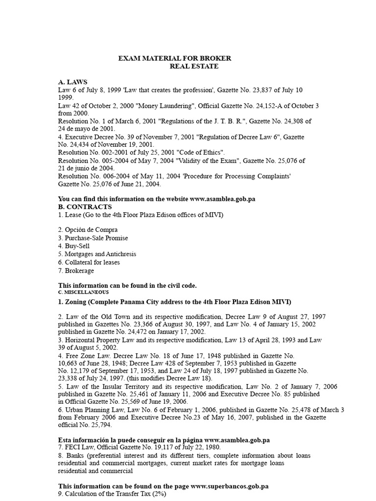 Real Estate Broker Exam Material | PDF