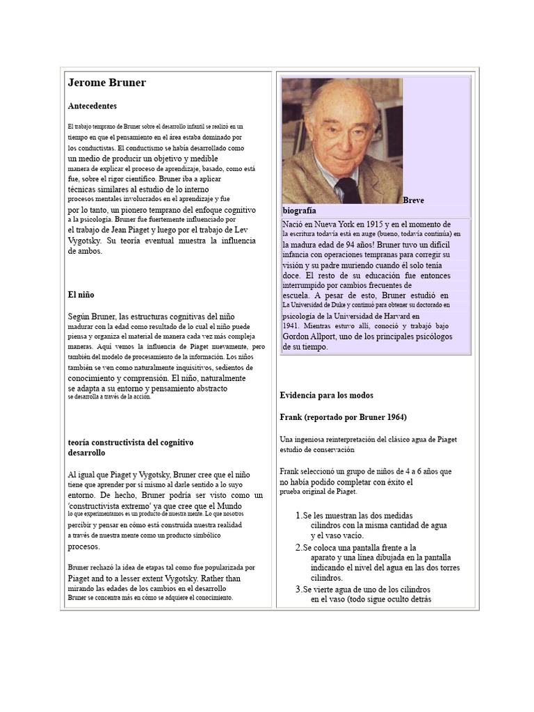 Jerome Bruner | PDF | Pensamiento | Aquisición de idioma