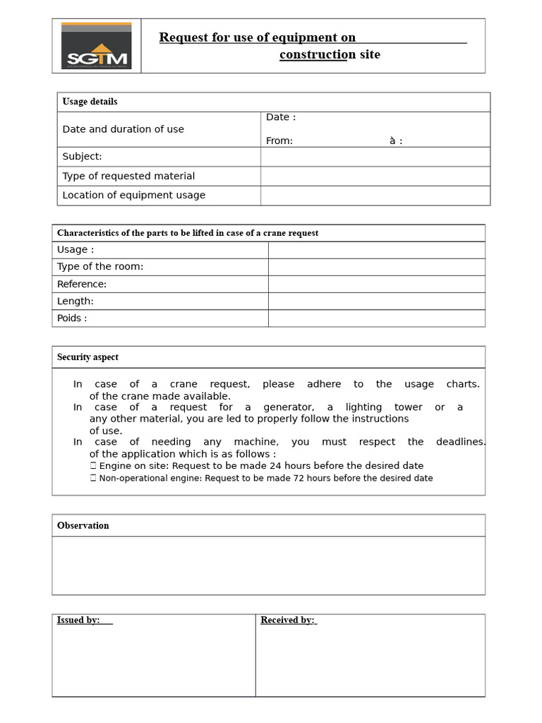 Request For Equipment | PDF