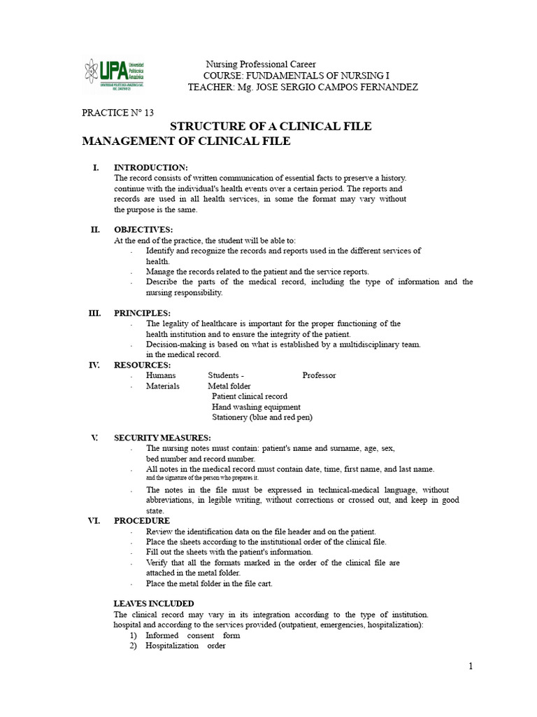 5 P Clinical File Structure | PDF | Nursing | Patient