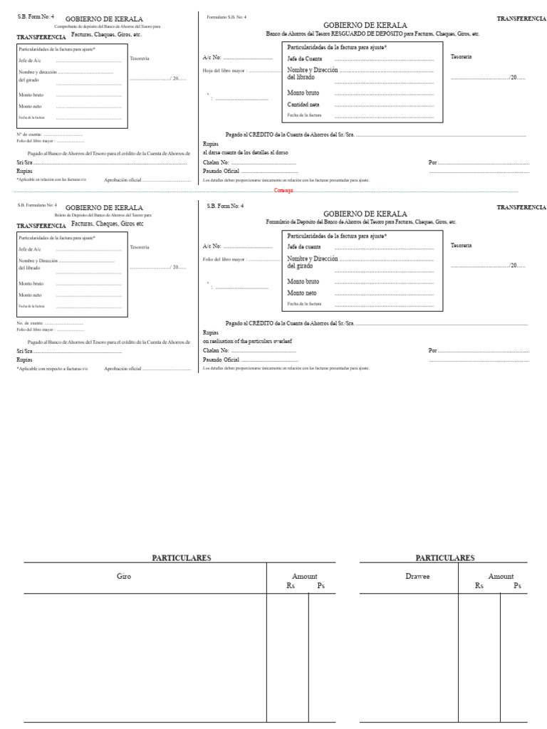 Formulario SB No 4 de Resguardo de Pago Del Tesoro PDF | PDF | Cheque ...