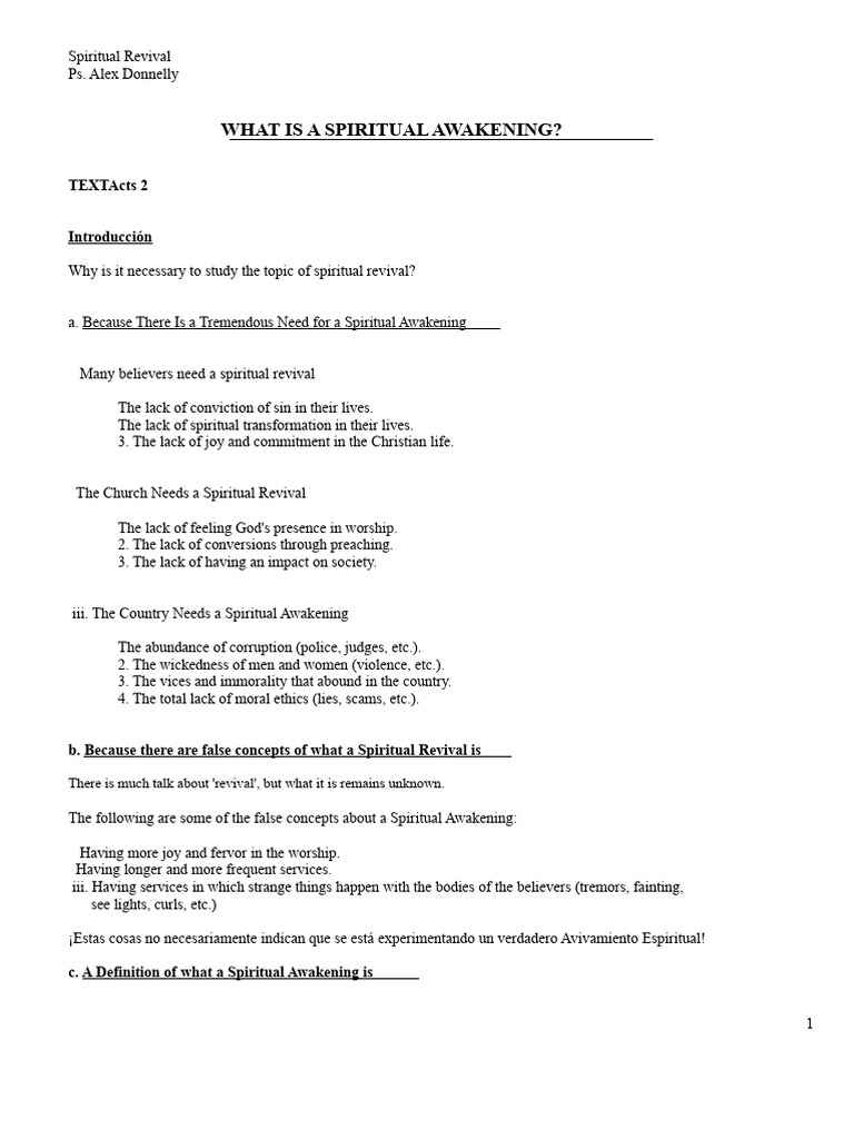Spiritual Awakening (Introduction) | PDF | Acts Of The Apostles ...